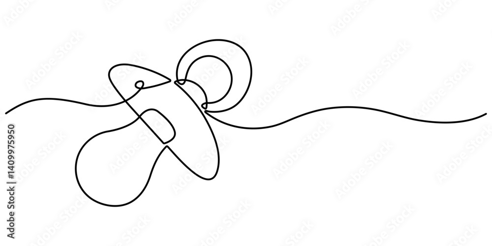 Pacifier for baby. Continuous line one drawing. Newborn Nipple ...