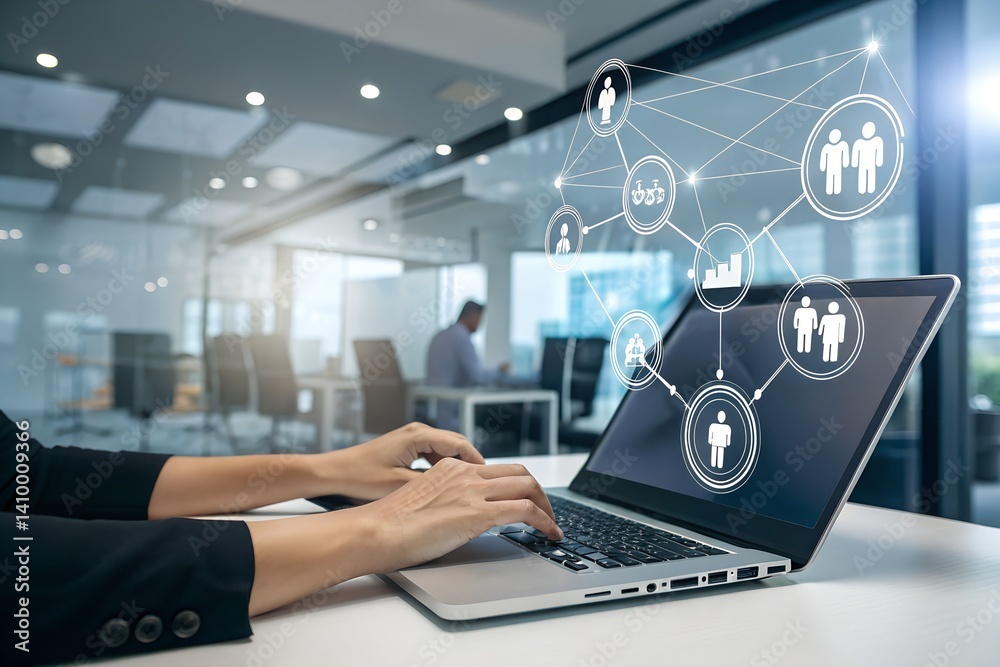 Business process and workflow automation with flowchart. Scheme of hierarchy management of ...