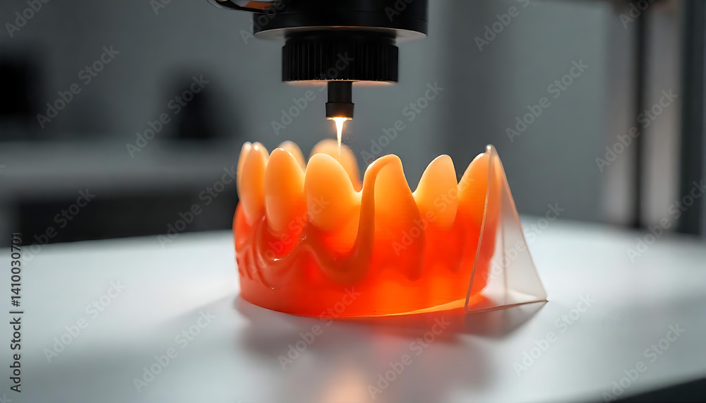 3D Printer Crafting Dental Crown Orange Dental Crown in 3D Print Hi ...