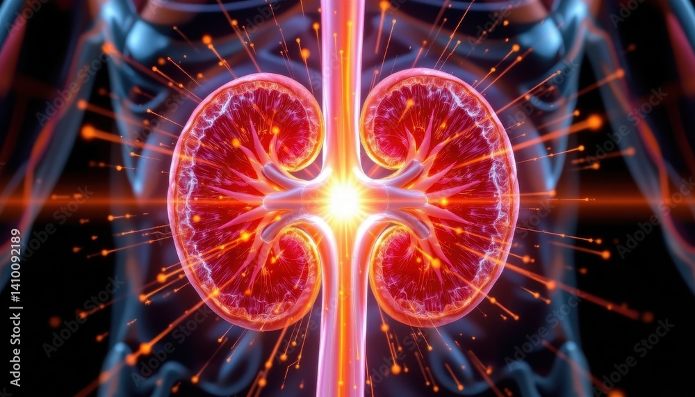 Radiant Kidney Cross Section: Create a cross sectional view of a human ...
