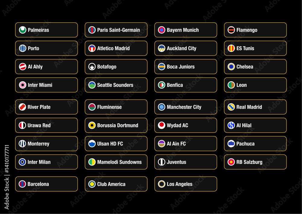 Vector illustration featuring the top football clubs competing in the ...