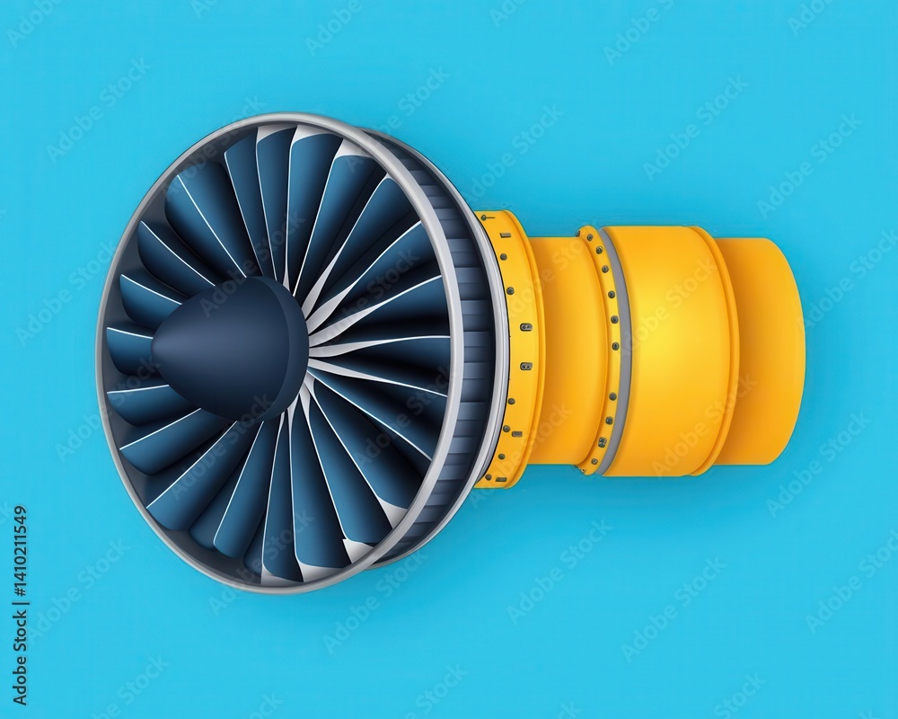 Detailed technical drawing of a turbofan engine s compressor blades ...