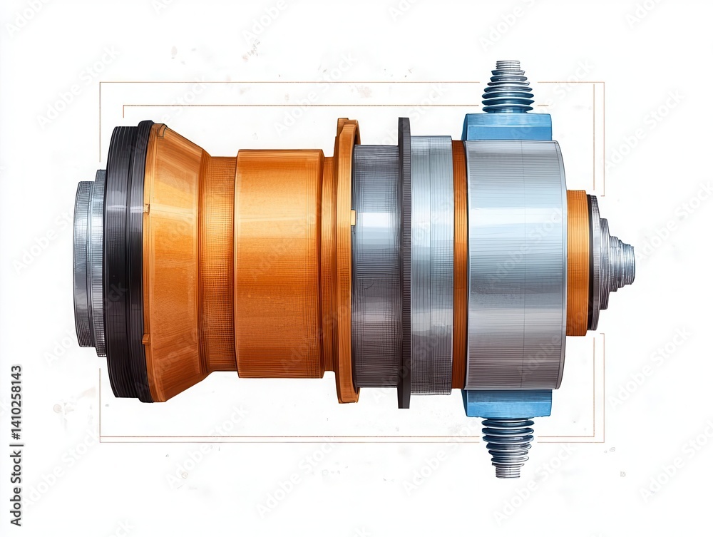 Crosssectional technical drawing of a switched reluctance motor SRM ...