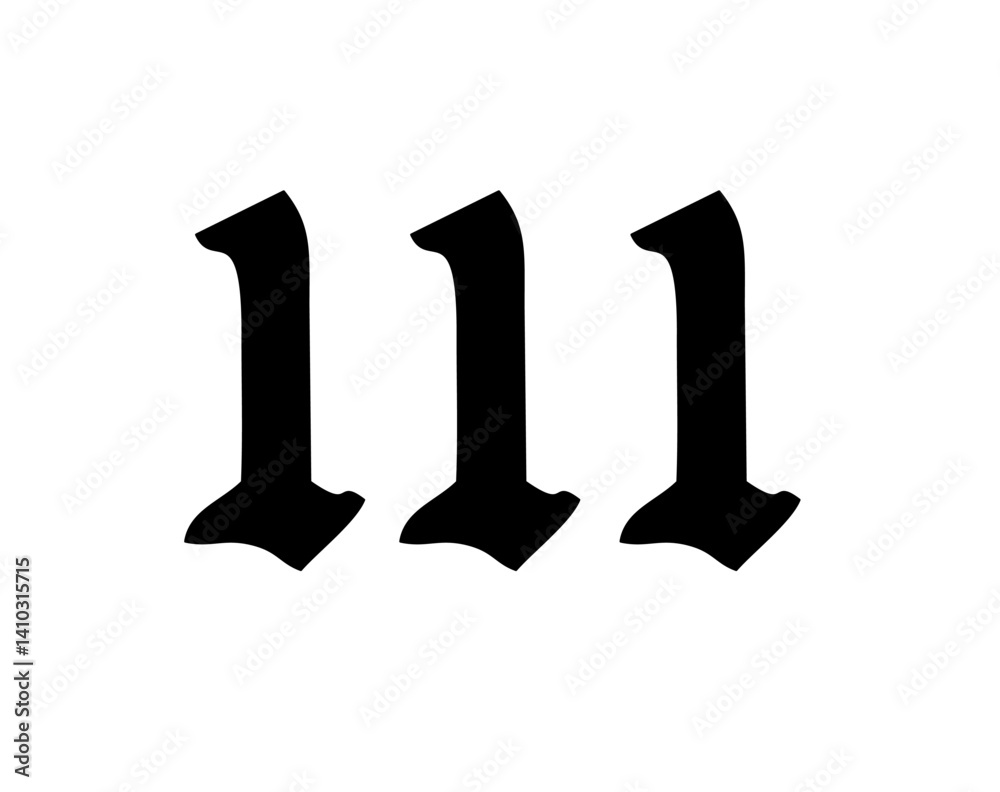 Vector de Stock Vector isolated 111 angel number gothic font stencil ...
