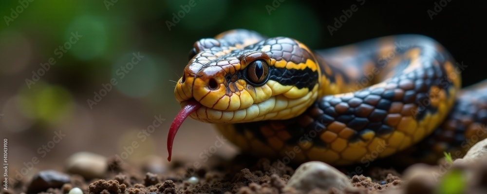 Snakes have a pit on their face and a forked tongue out, looking at the ...
