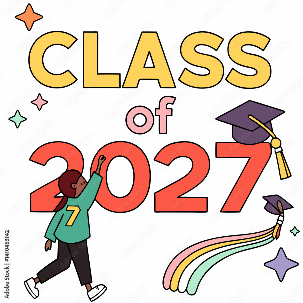 Class Of 2027 Graduate Celebration Design With A Girl And Graduation ...