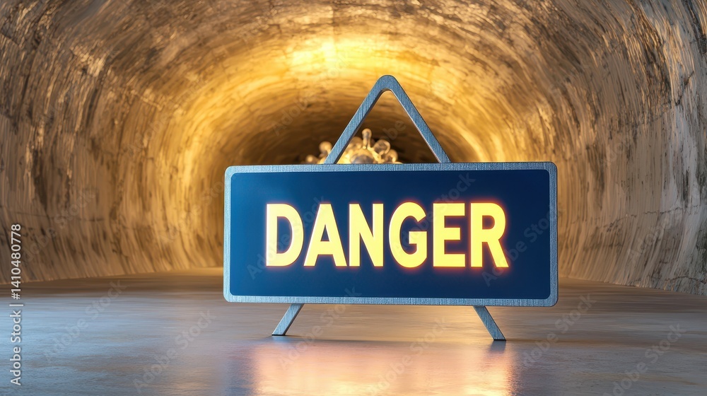 Chemical reaction alert underground tunnel warning sign hazardous ...