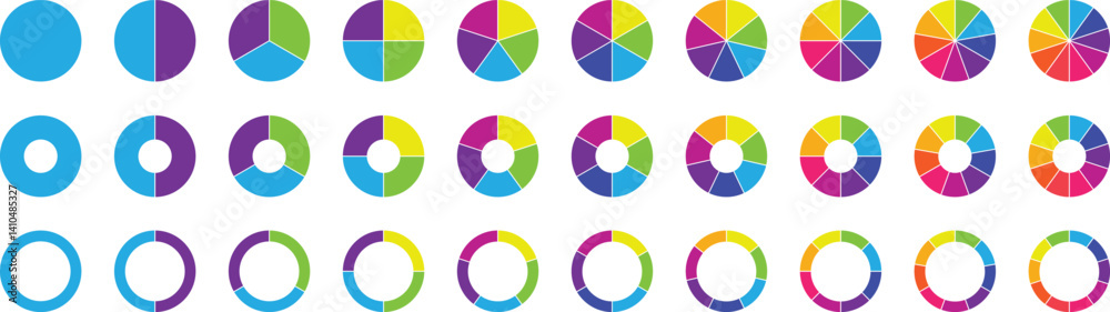 Circle pie chart diagram. Pie chart set. Colorful diagram collection ...