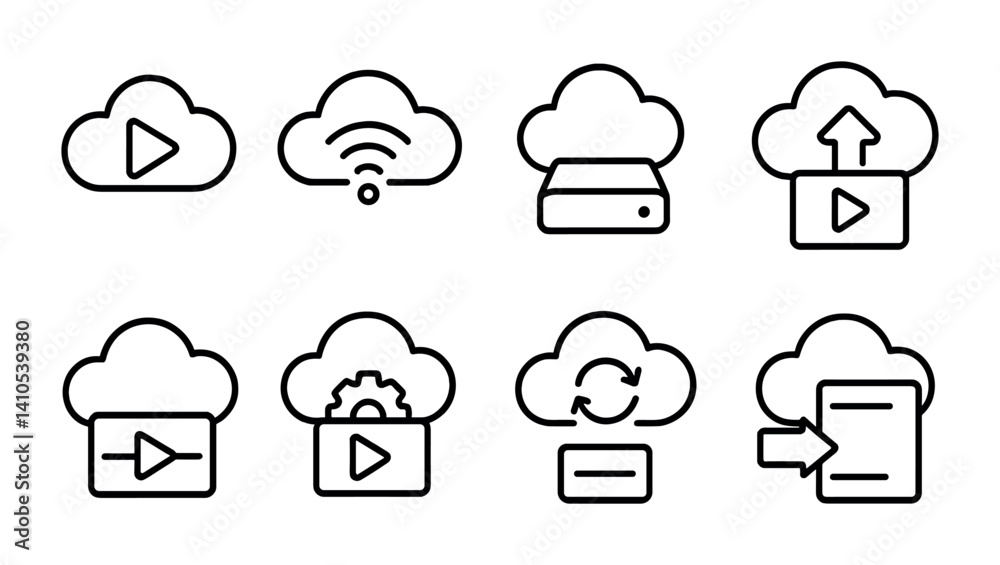 Vector de Stock outline vector icons of video archive: folder icon, old ...