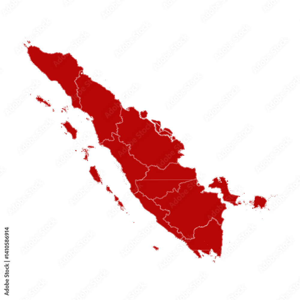 administrative map of Indonesian provinces in the Sumatra island region ...