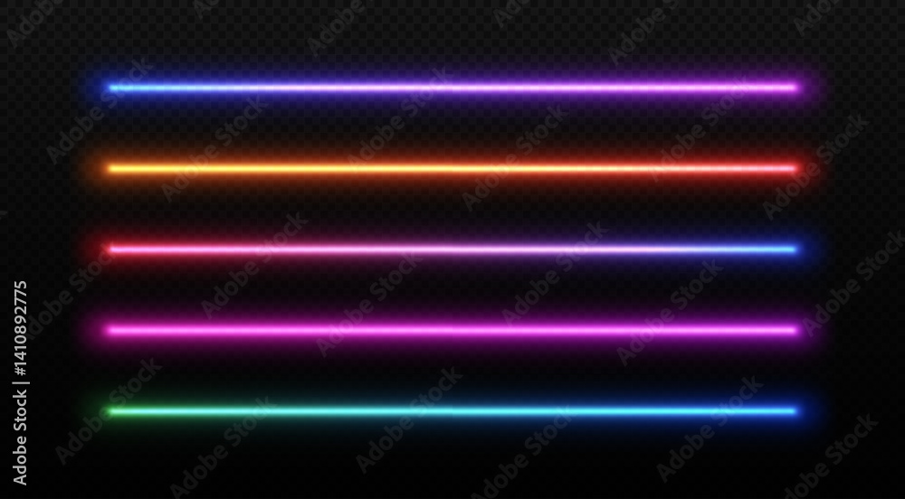 Vetor Neon led line light. Glow of laser colorful tubes. Fluorescent ...