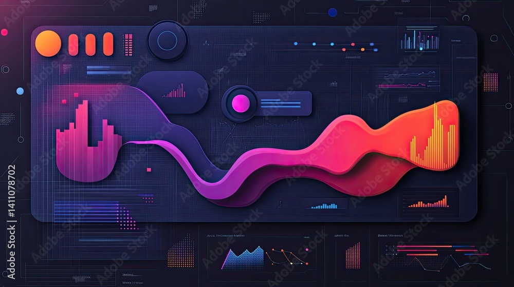 Big data analytics report with graphs and charts, abstract background ...