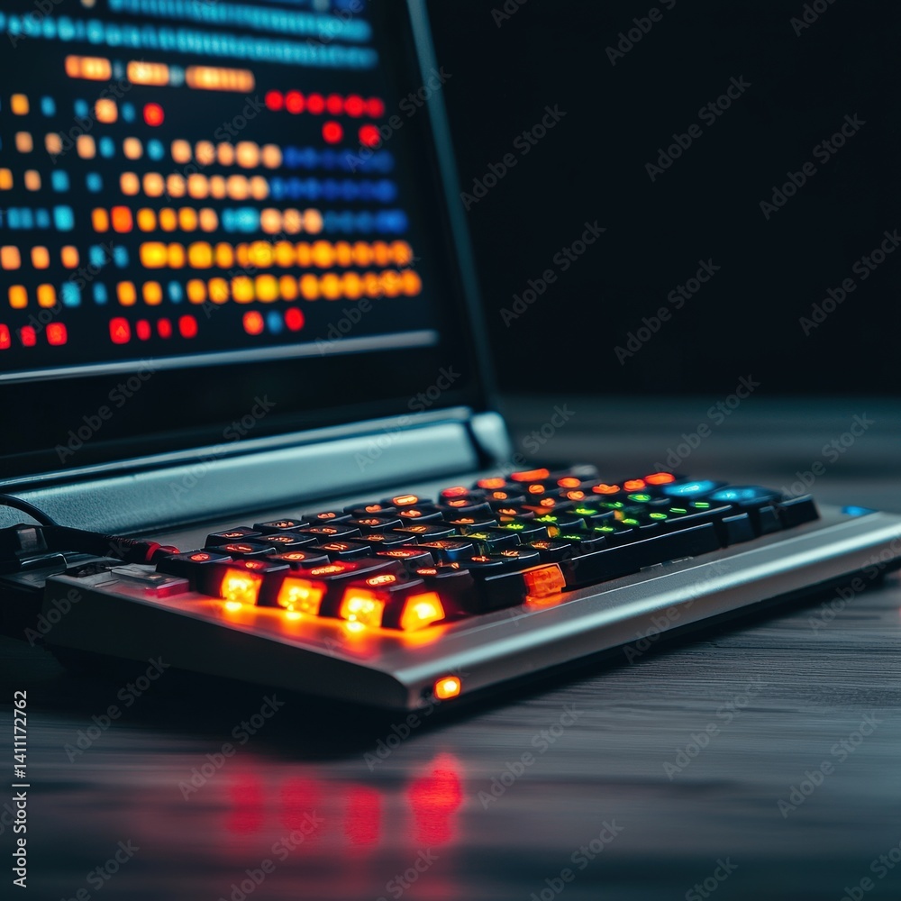 A retro gaming laptop with a mechanical keyboard from the 1990s, Types ...
