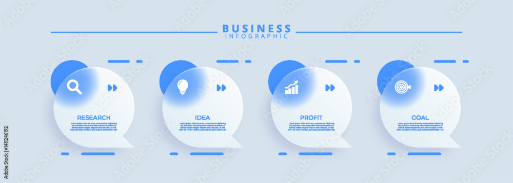 Design template for vector infographic labels with icons and 4 options or steps. Suitable for ...