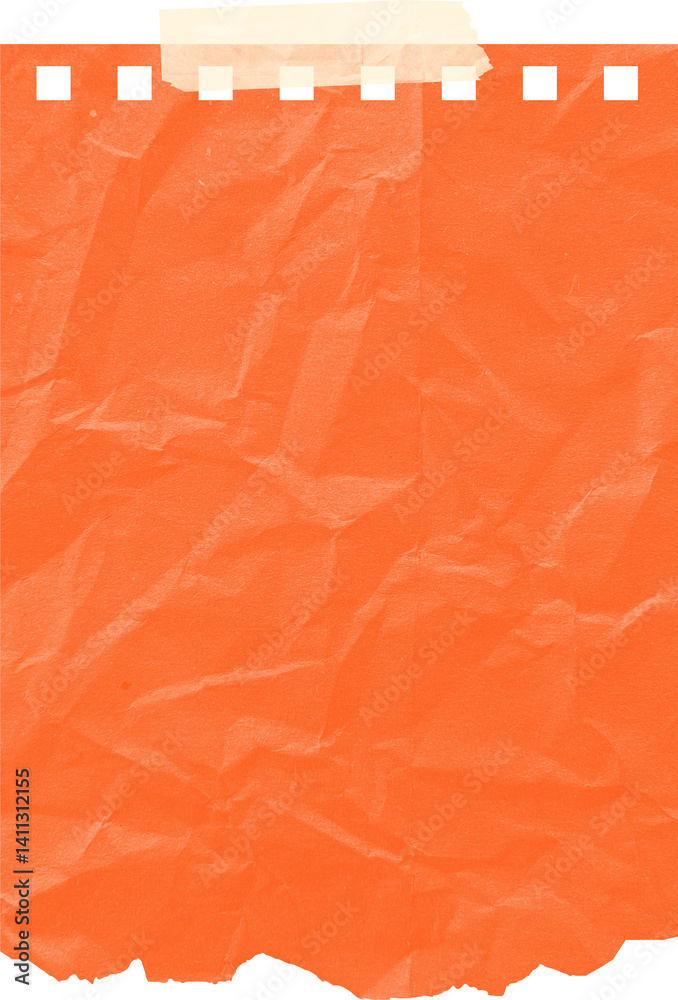 Crumpled orange torn ripped notepaper sheet texture isolated on ...