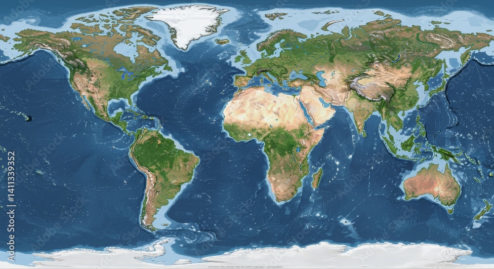 Global Earth Map Topography - Detailed satellite of Earth showing ...