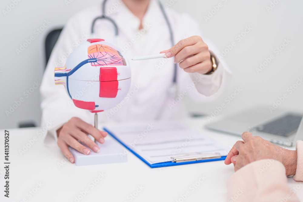 Elderly Patient consulting Doctor to Eye disease, Senior Medical ...
