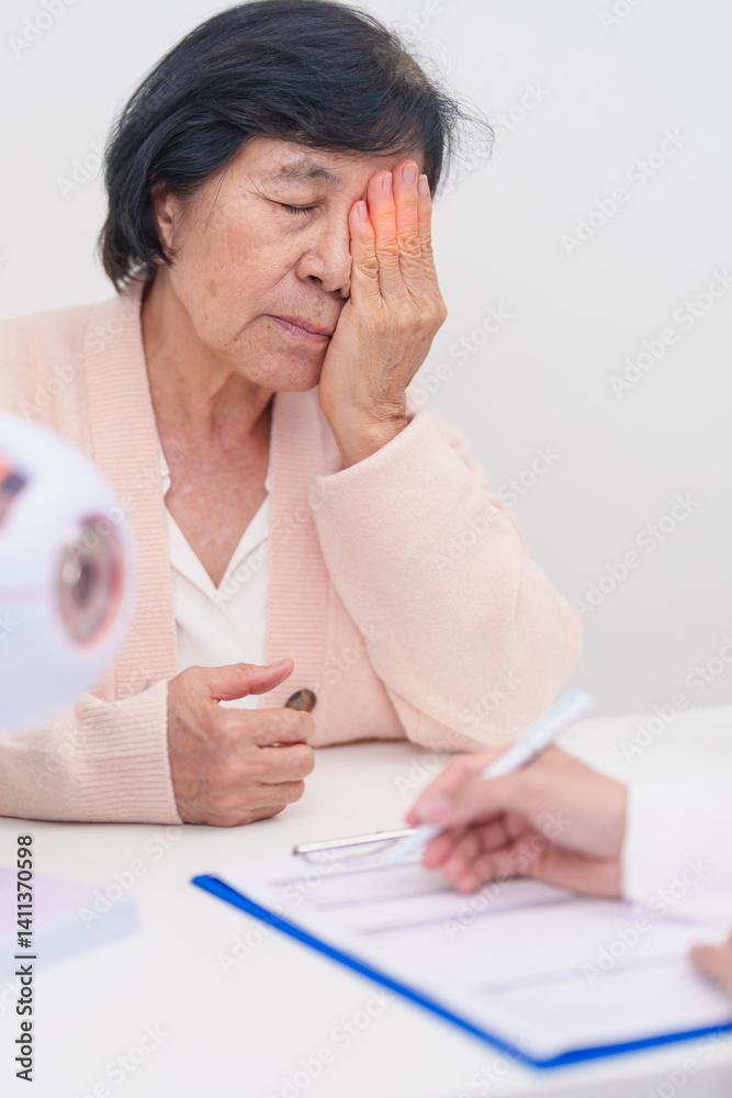 Elderly Patient consulting Doctor to Eye disease, Senior Medical ...