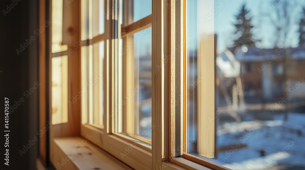 Carpenter installing wooden frames for doors and windows. Featuring ...