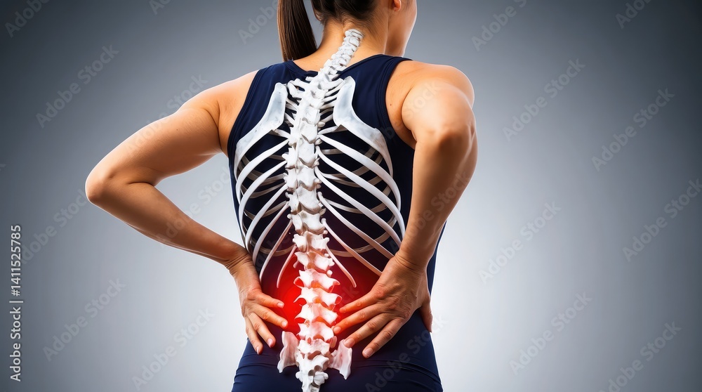 Back pain: spinal discomfort, posture strain, nerve pressure, muscular ...