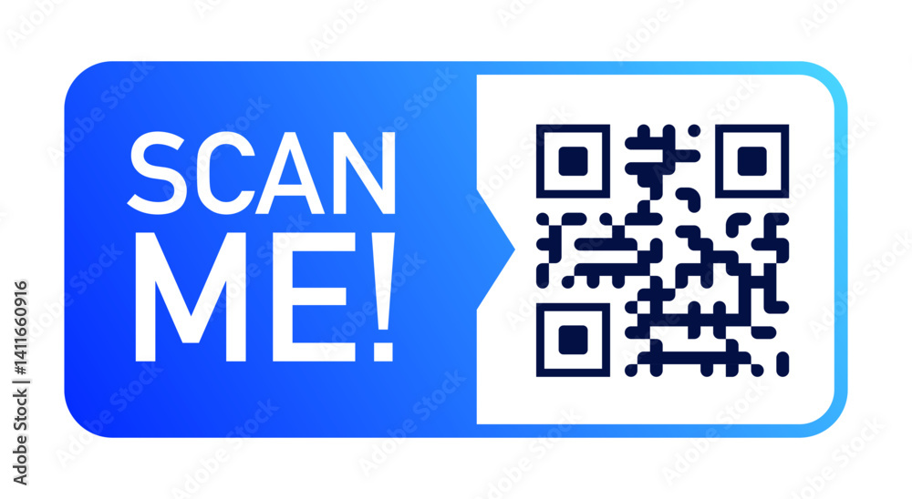 QR code scan me sticker color style on white background for mobile app ...