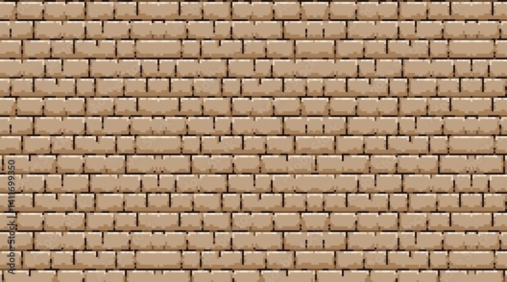 Pixel Art Light Brown Brick Wall Texture – Seamless 8-Bit Style. A ...
