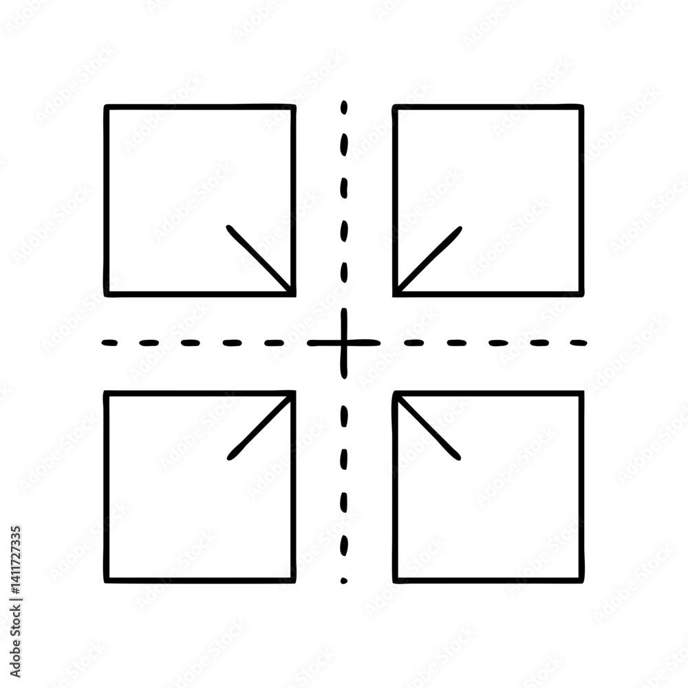 Quadrant Diagram showing four equal square sections divided by a plus ...