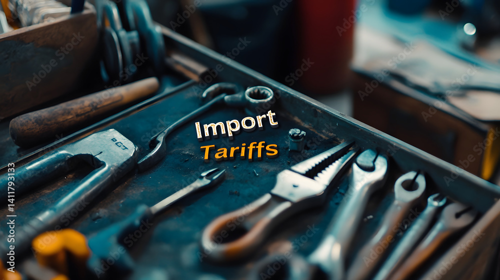 "Import Tariffs" on Toolbox with Tools - Trade and Industry Stock Photo ...