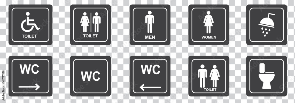 Gender neutral restroom signs set. All gender neutral toilet icons ...