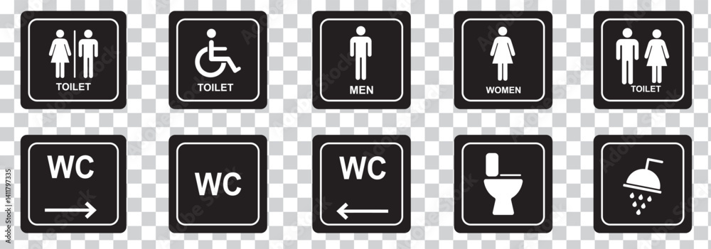 Gender neutral restroom signs set. All gender neutral toilet icons ...