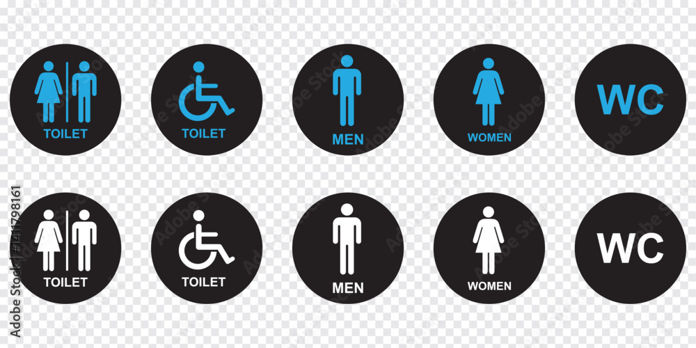 Gender neutral restroom signs set. All gender neutral toilet icons ...