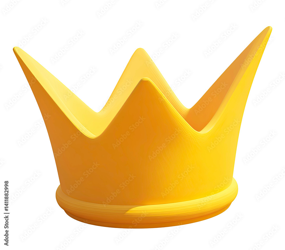 Yellow Cartoon Crown on transparent background. Crown png, 3d yellow ...