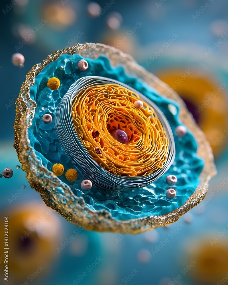 cross-section of a healthy human cell, showing membrane, cytoplasm ...