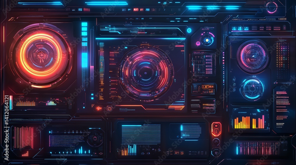 Futuristic interface hud dashboard neon ui ux design sci fi technology ...