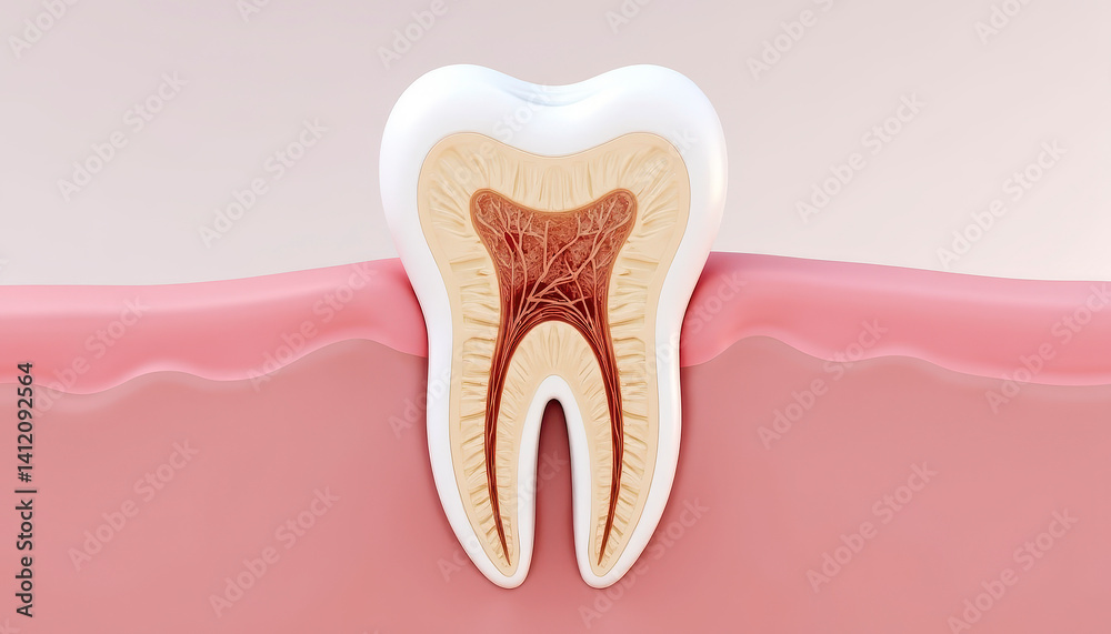 Detailed diagram of a human tooth structure showing enamel, dentin ...
