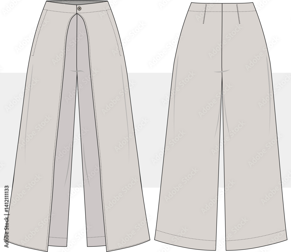 Women wrap pants fashion flat technical drawing illustration, vector ...