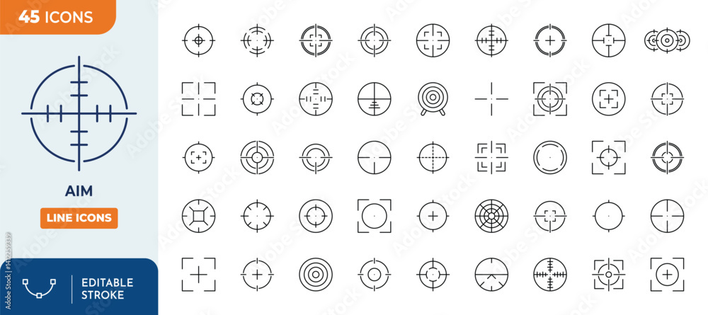 Stockvector Aim, target icon set. A sight for aiming a weapon at a ...