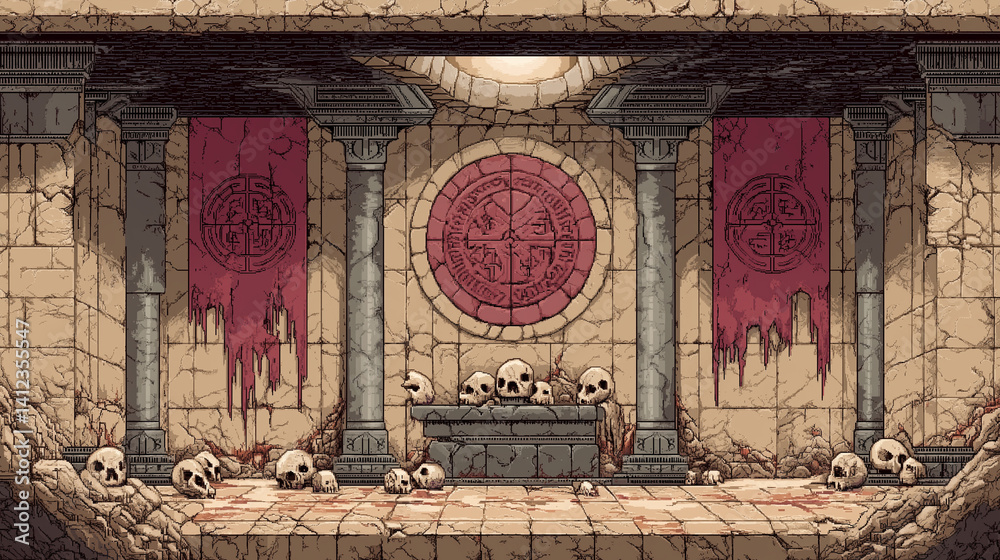 Cultist Catacombs - Dusty catacombs with symbols etched into walls and ...