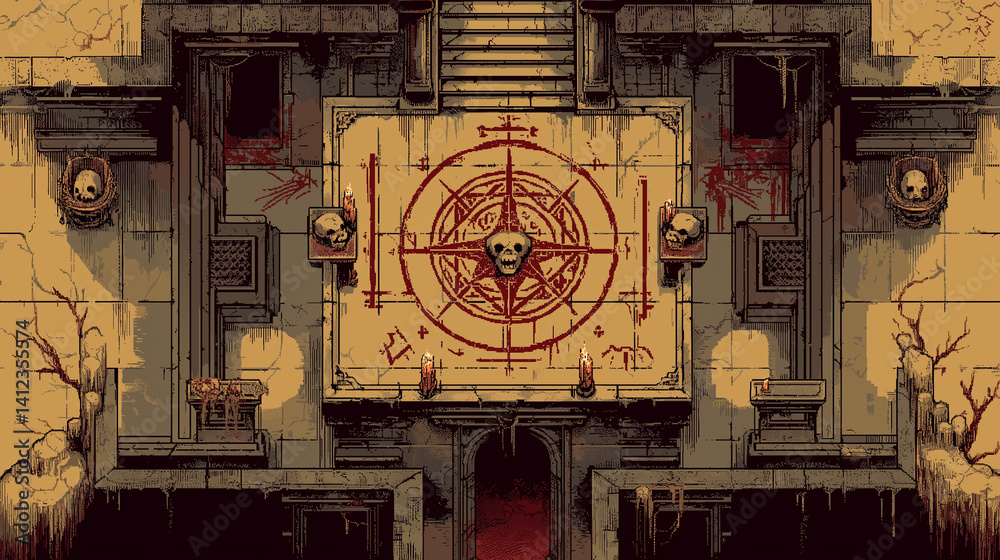 Stock-Illustration „Cultist Catacombs - Dusty catacombs with symbols ...