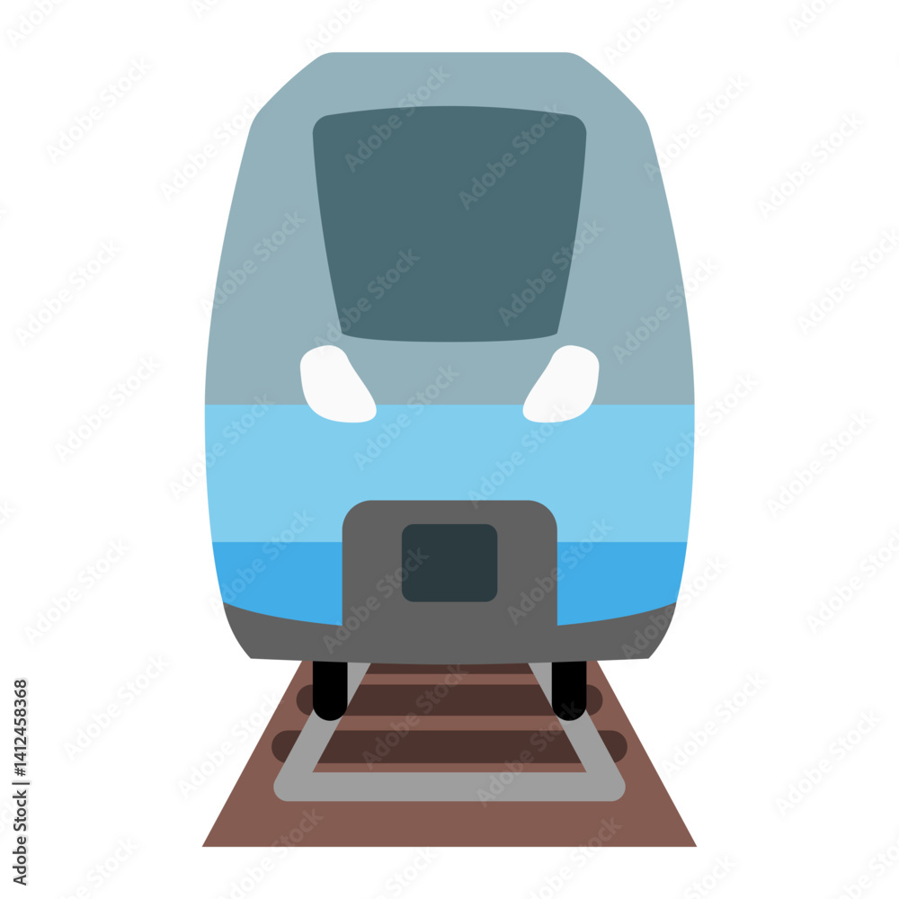 Train Front View Clipart Illustration | Minimalistic Blue and Gray ...