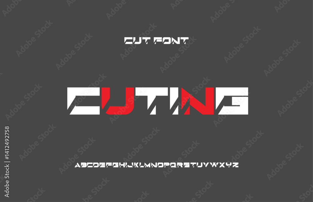 CUTING, cut out alphabet font, for logo, abstract modern font, creative ...