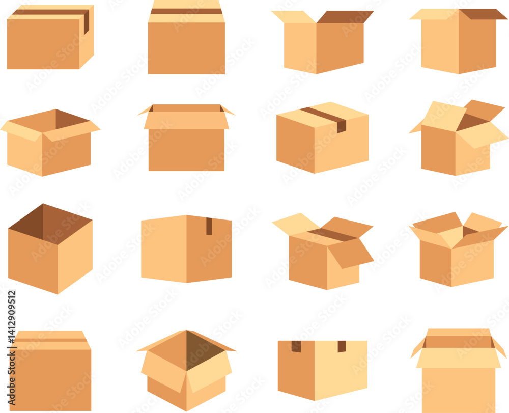 Packaging box illustration set. Includes of packaging, carton, shipment ...