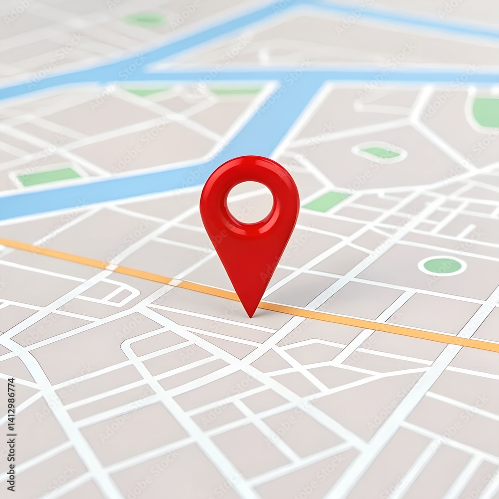 Street view map with location pin Stock Photo | Adobe Stock