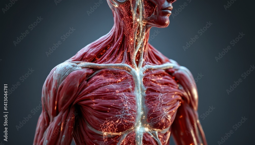 Anatomical muscle structure visualization medical laboratory 3d render ...