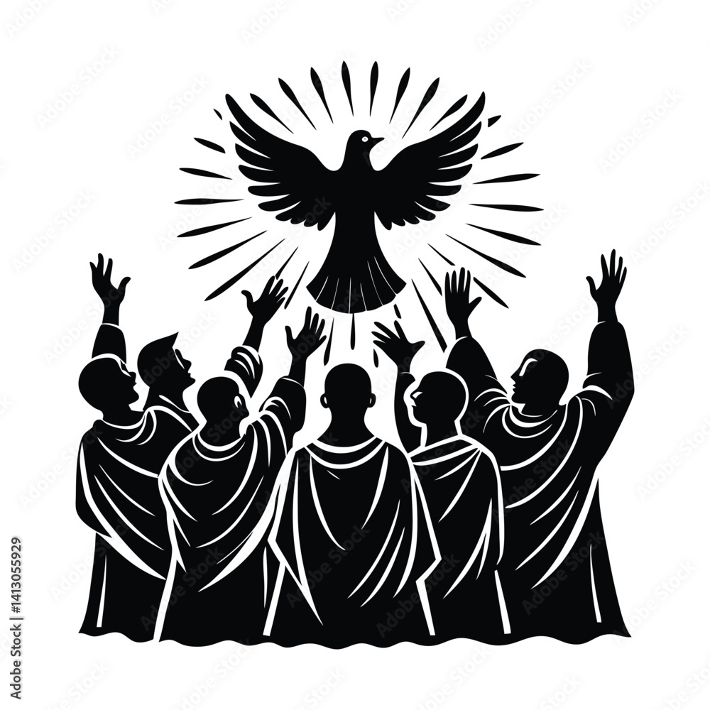 Pentecost Sunday Holy Spirit Illustration Stock Vector | Adobe Stock