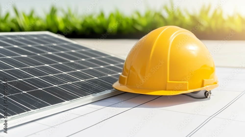 Eco-friendly construction plan laid out on architectâ€™s table ...