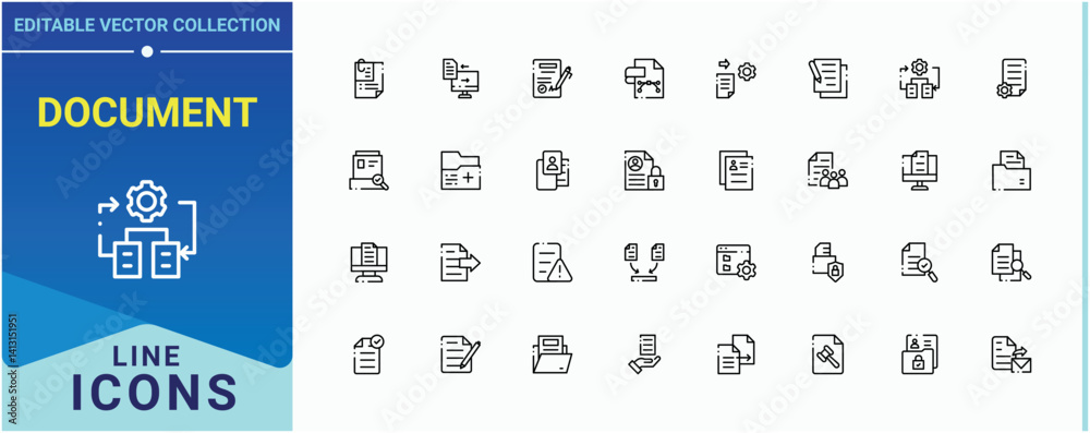 Document icon. Contain linear sign text, data, page, file, paper, list ...