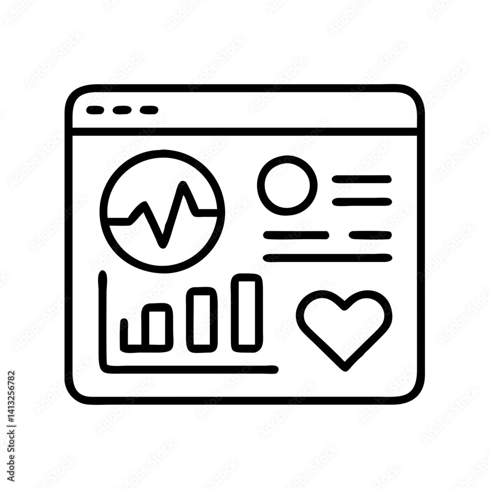 Health data analysis dashboard interface with heart rate chart and bar ...