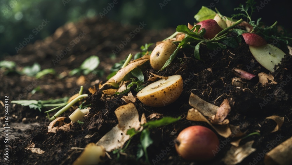 Stock-Foto „Blurred compost and soil cycle from decomposing kitchen ...