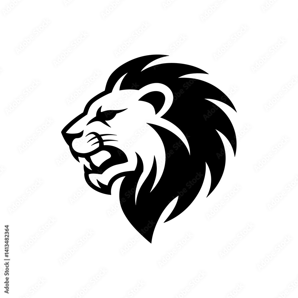 Stock-Vektorgrafik „Lion head vector logo, Wild roaring lion king head ...